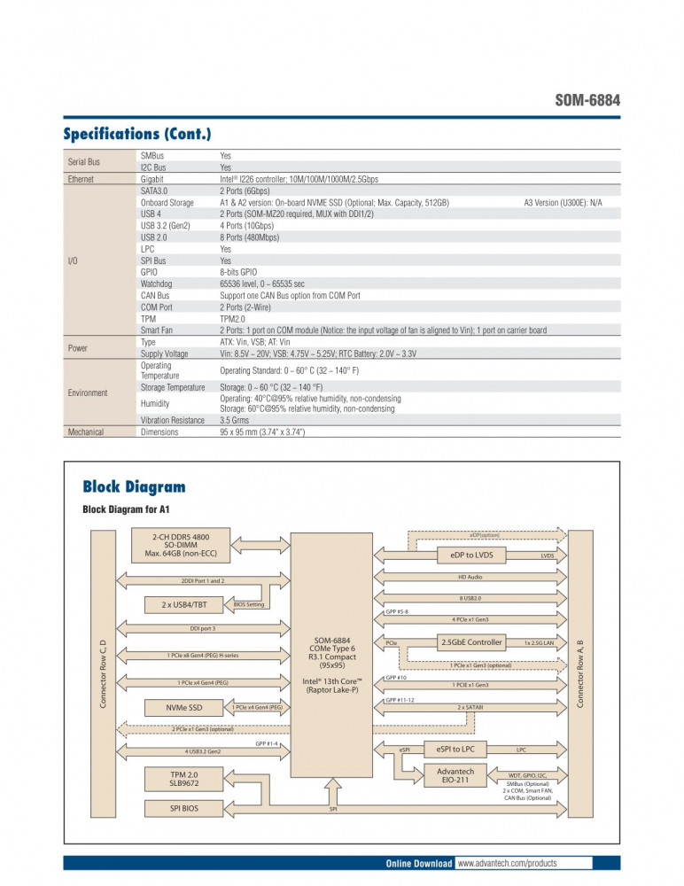 SOM-6884 technical document page 2
