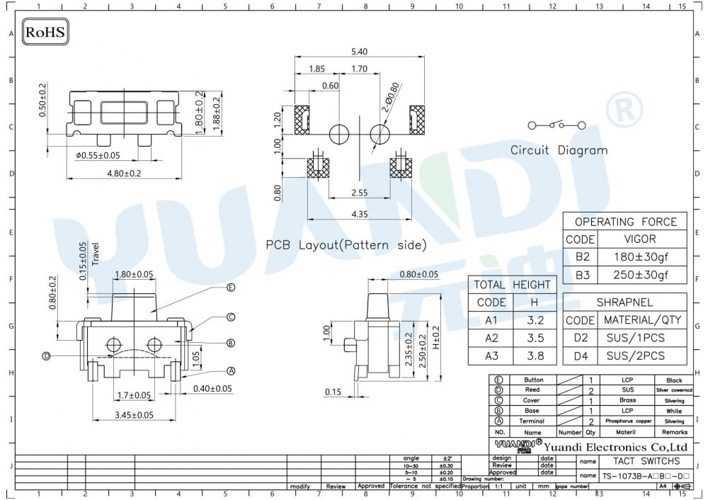YUANDI TS-1073B-A2B3-D4 technical document preview