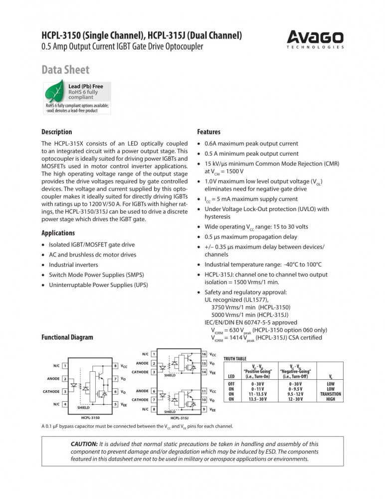 HCPL-315J datasheet page 1