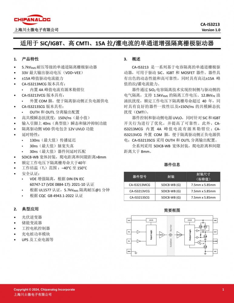 CA-IS3213MCG datasheet page 1