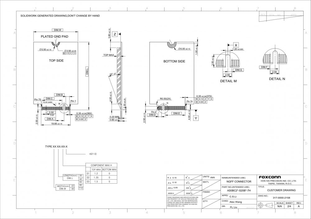 FOXCONN AS0BC21-S20BM-7H technical drawing page 2