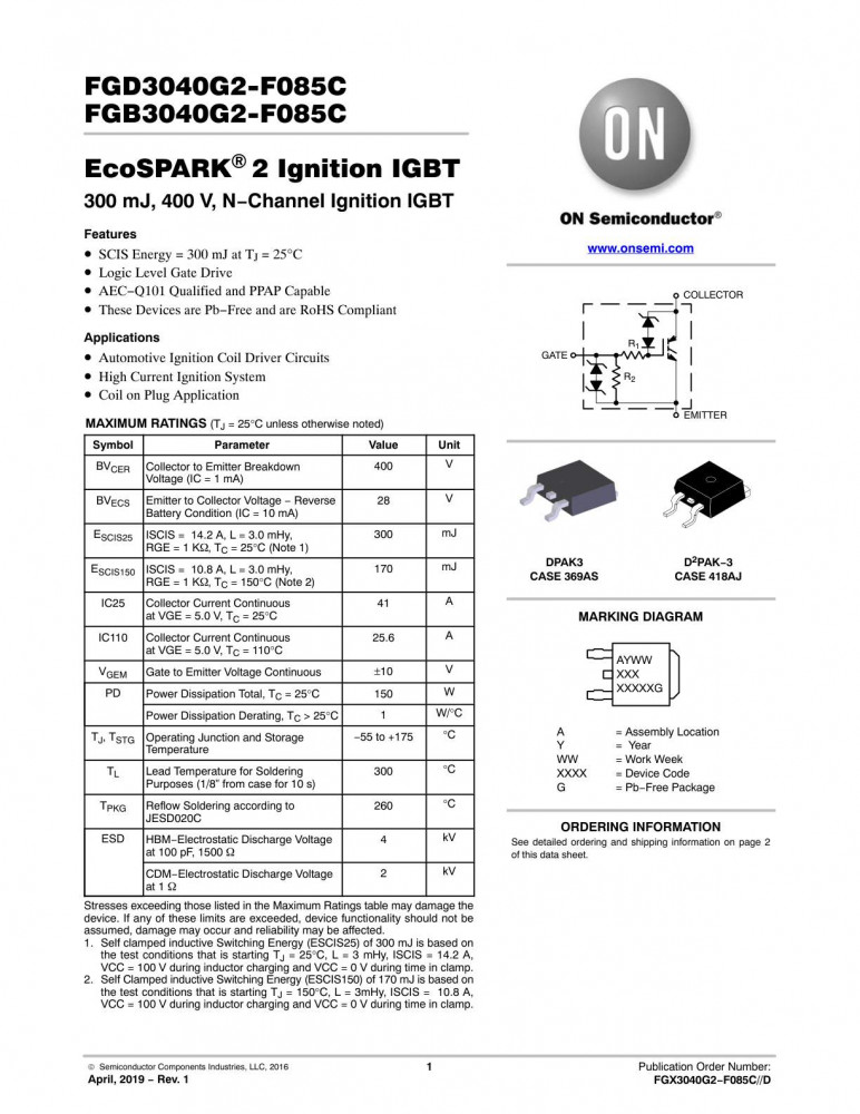 FGB3040G2-F085C datasheet page 1