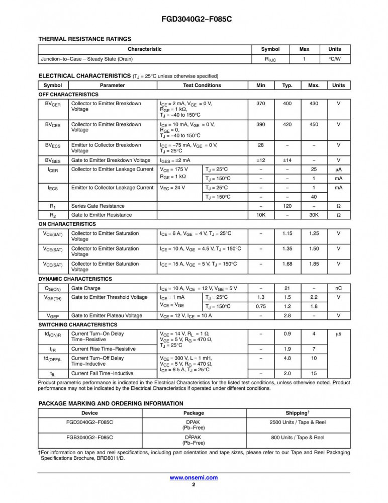 FGB3040G2-F085C datasheet page 2