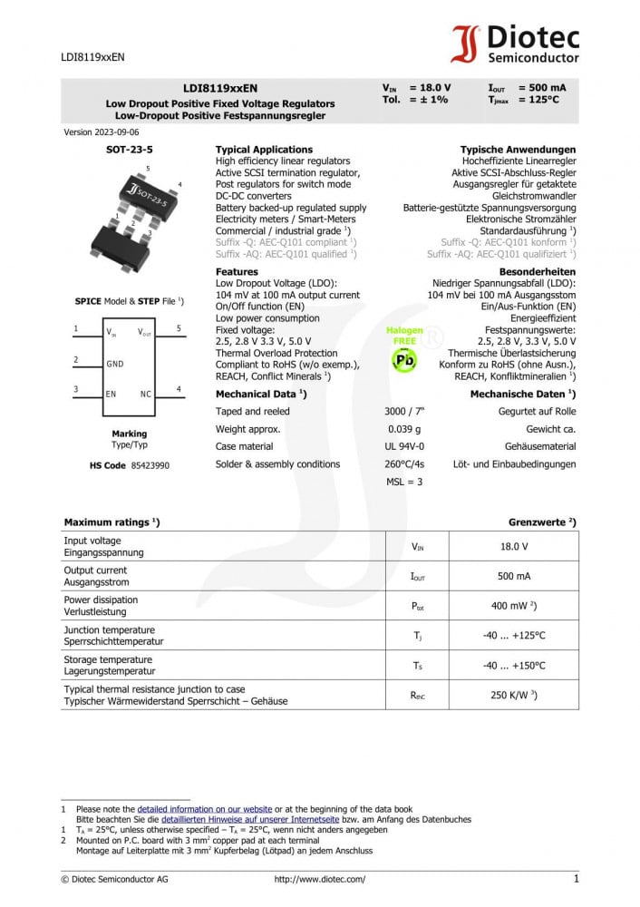 LDI8119-3.3EN datasheet page 1