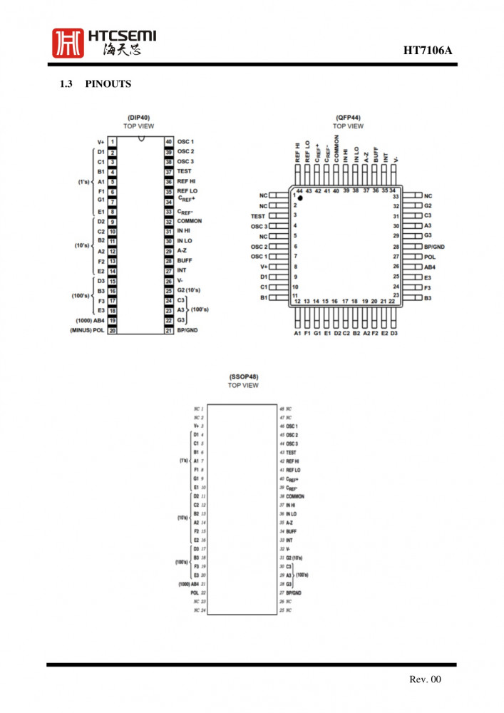 HT7106ARQZ44 datasheet page 2