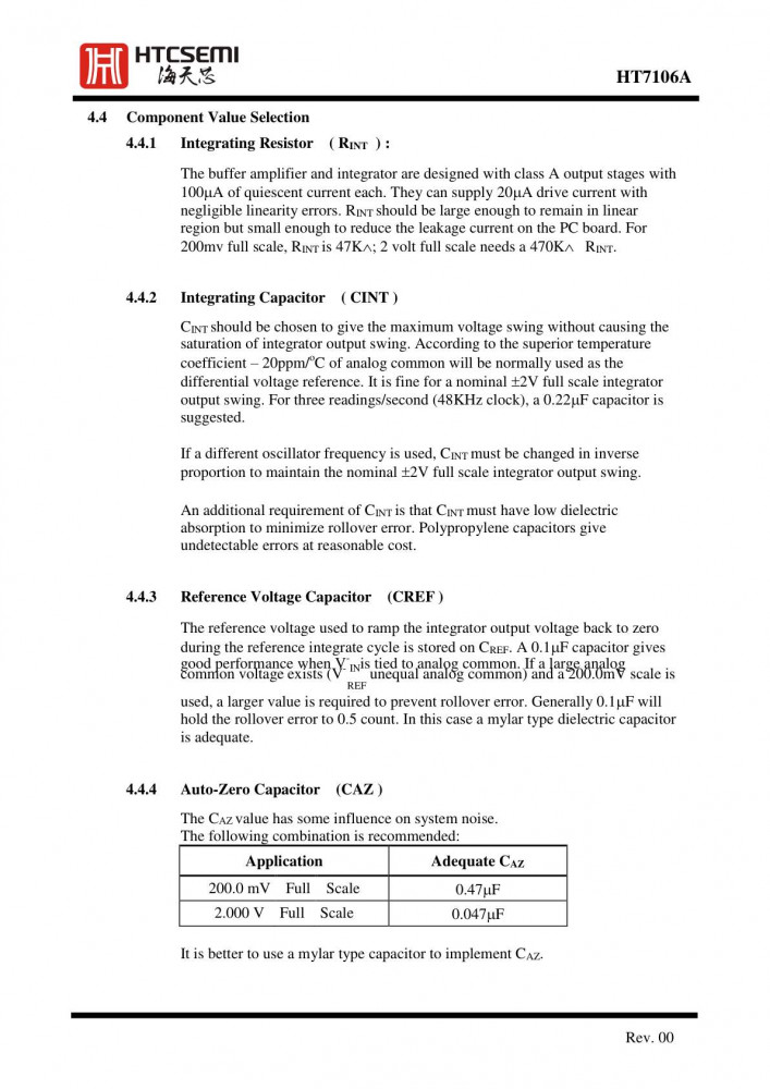 HT7106ARQZ44 datasheet page 8