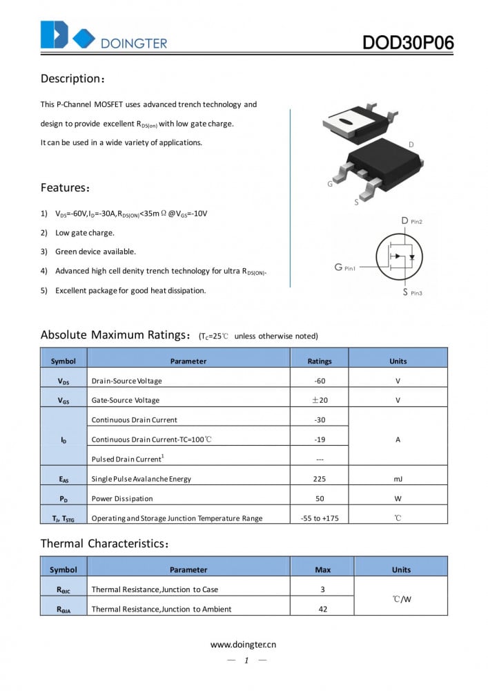 DOD30P06 datasheet page 1