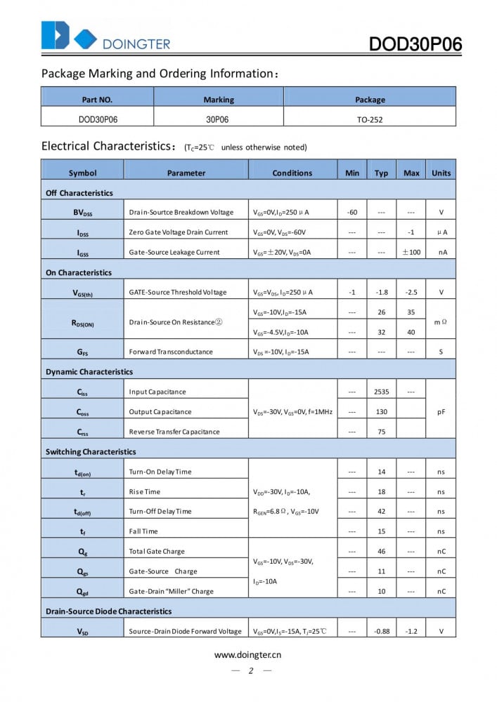 DOD30P06 datasheet page 2