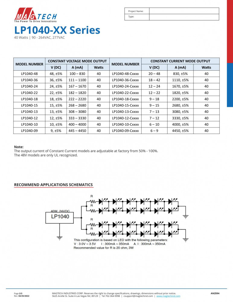 MAGTECH LP1040 technical document page 2