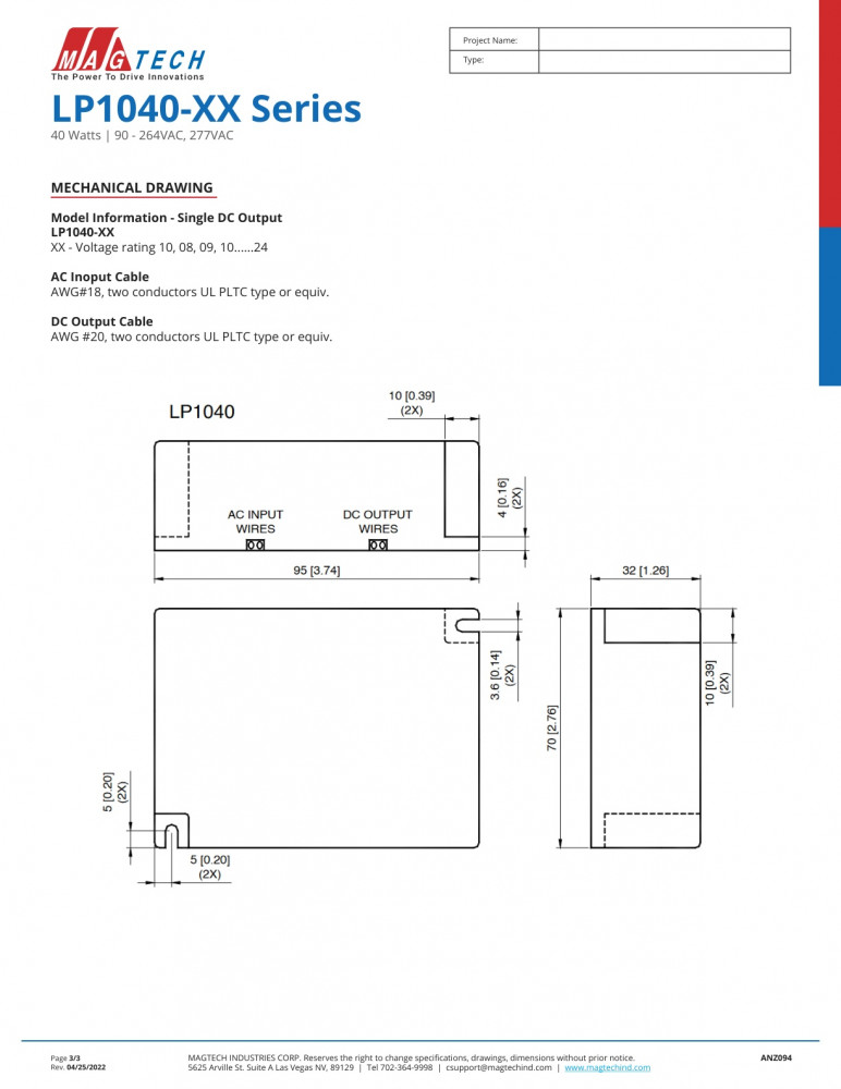 MAGTECH LP1040 technical document page 3
