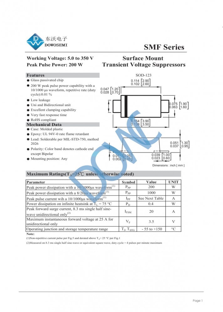 DOWO SMF24A datasheet page 1