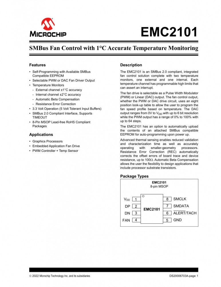 EMC2101 technical document page 1