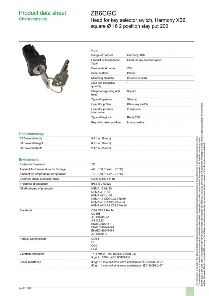 ZB6CGC product documentation page 1
