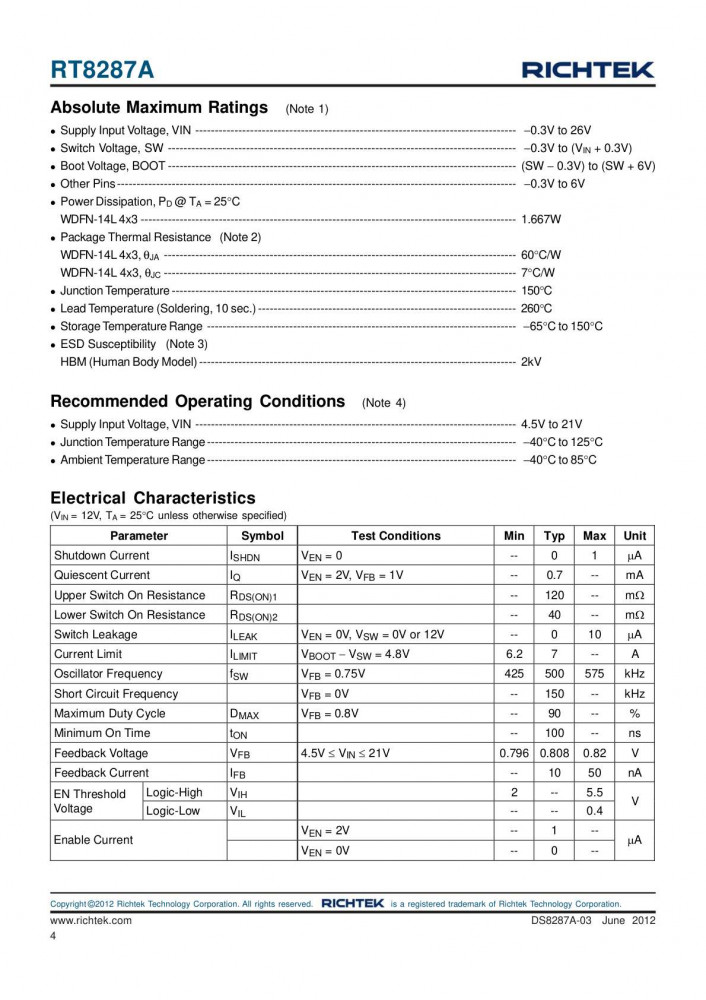 RT8287A datasheet page 4