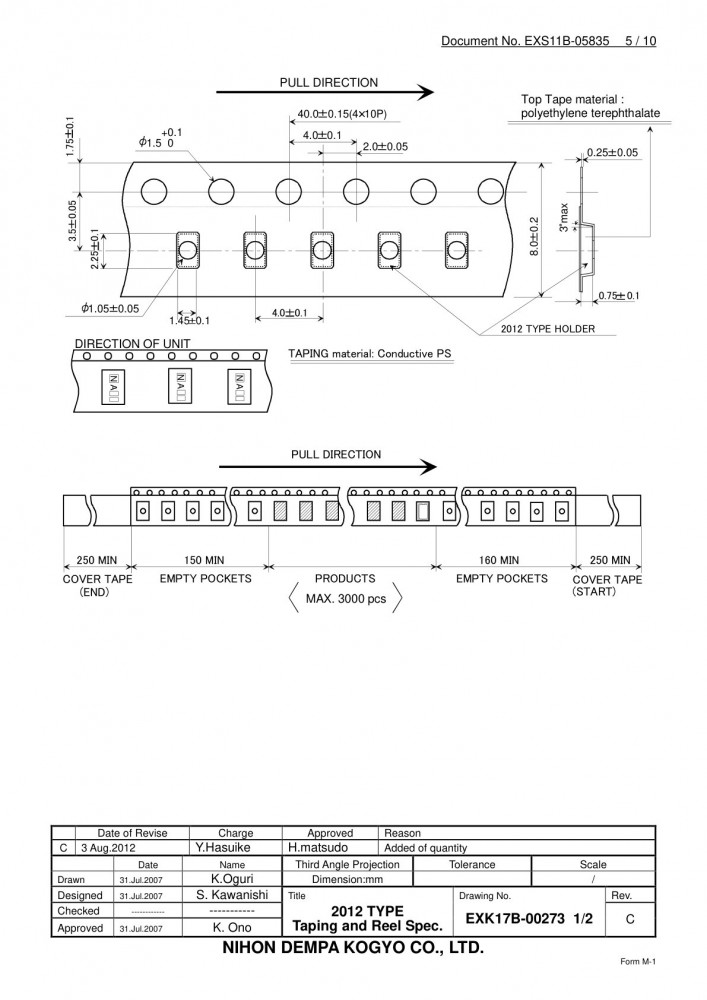 NDK NX2012SA tape specification page 1
