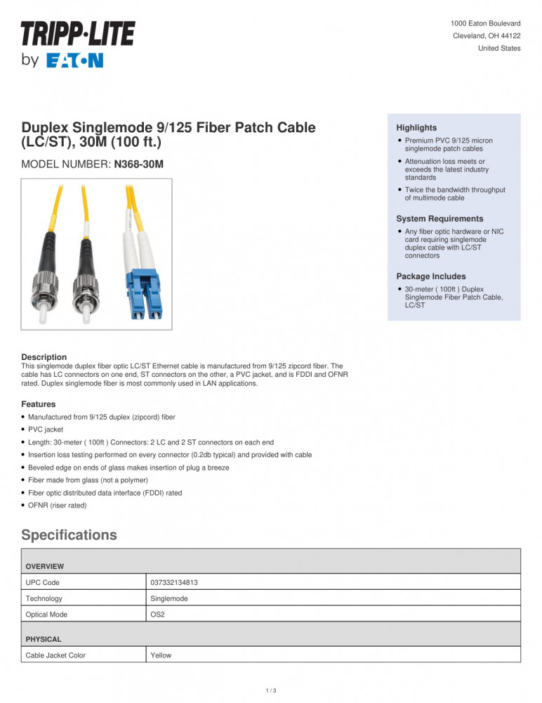 EATON N368-30M technical document page 1