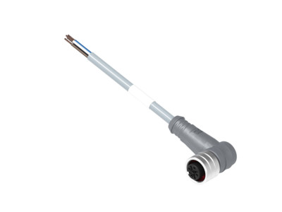 M12 Signal, C-Coded, Double-Ended Cordset, 2 Poles, Female (Straight) to Male (90°), 22 AWG, Yellow Shielded PVC Cable, Yellow Overmold, 0.91m (3.0') Length