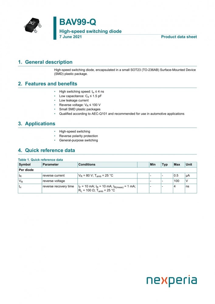 BAV99-QR datasheet page 1