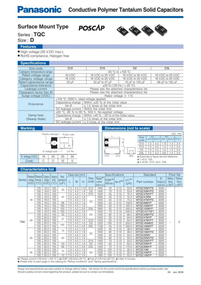 Panasonic TQC series technical document page 2