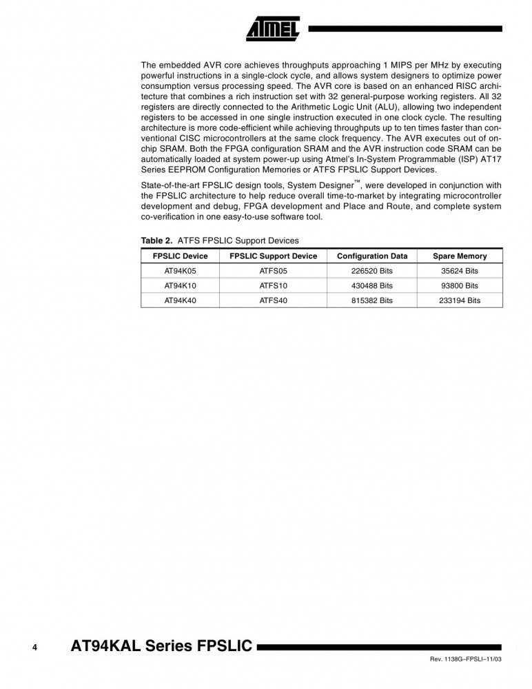 AT94K40AL-25DQU technical document page 4