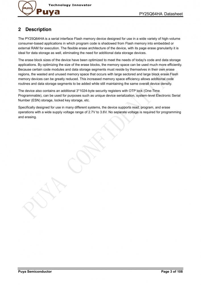 PY25Q64HA datasheet page 3