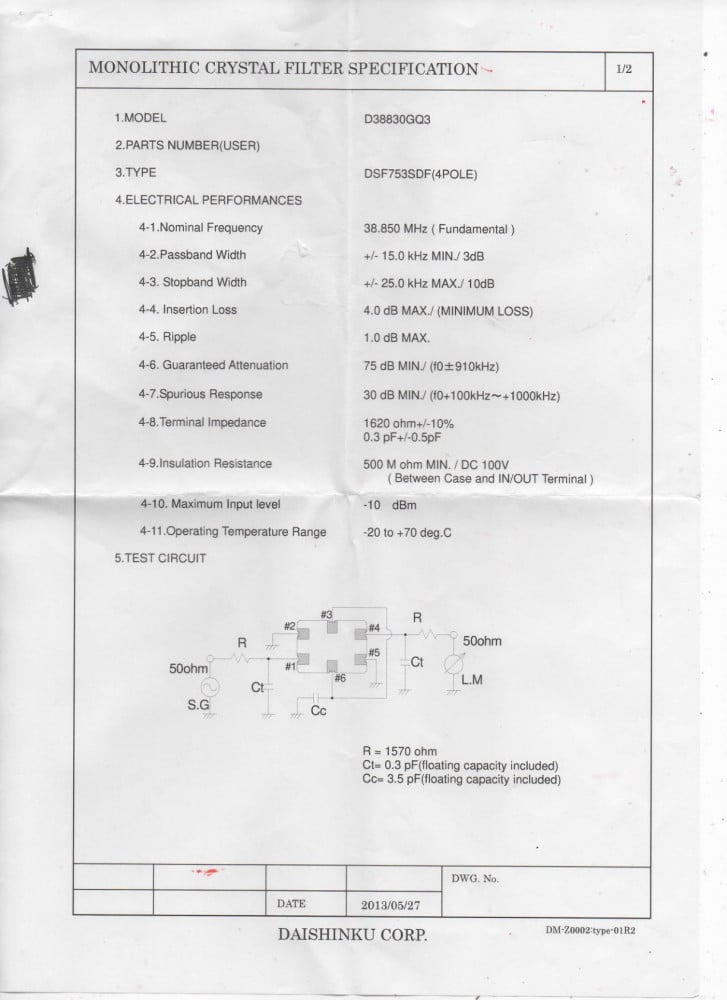 KDS 1D38830GQ3 technical document page 1