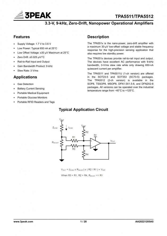 TPA5511 datasheet page 1