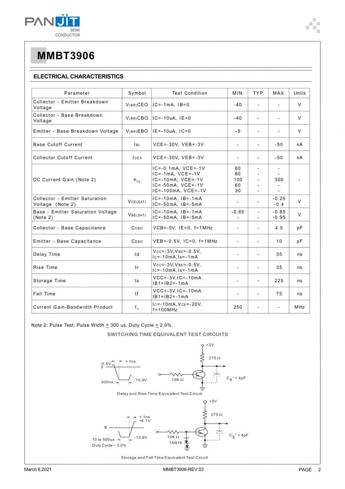 MMBT3906 datasheet page 2