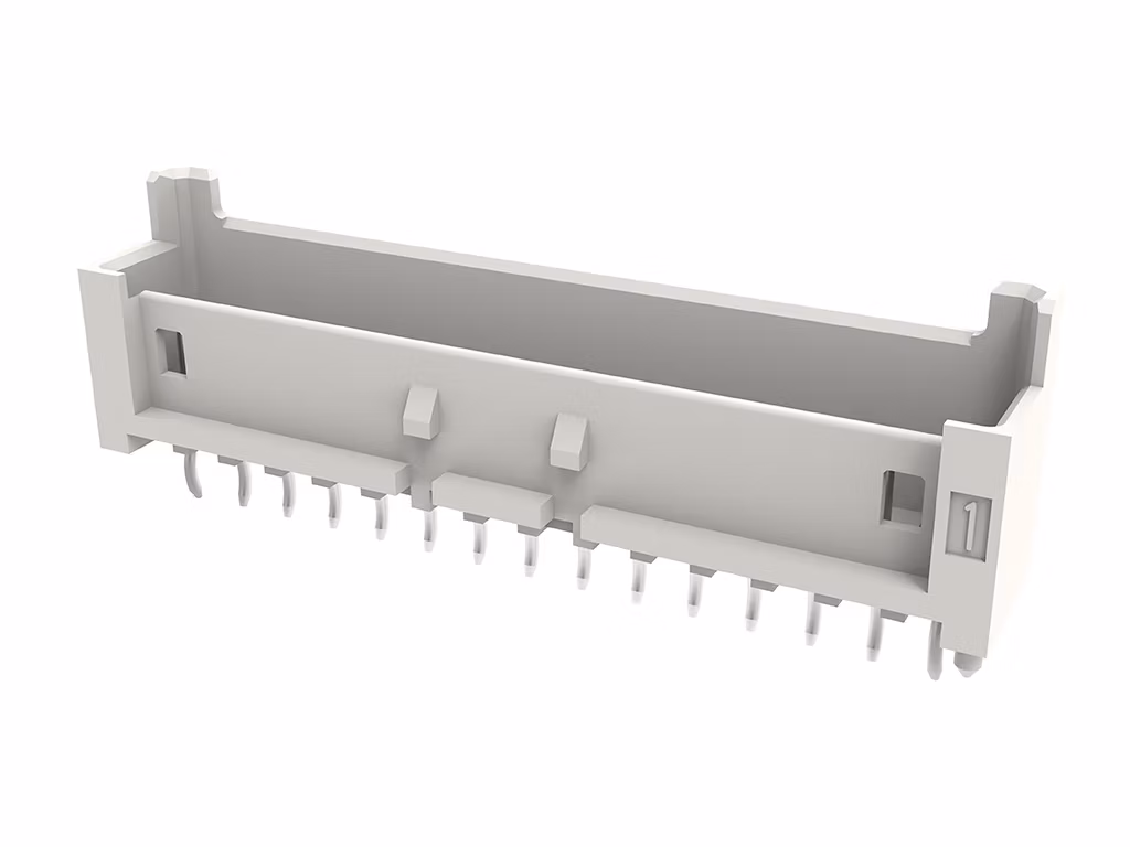 2.50mm Pitch, Mini-Lock PCB Header, Single Row, Vertical, Through Hole with Kinked Pins, Tin Plating, Positive Lock, 13 Circuits, Bag, 3.40mm PC Tail Length, Glow-Wire Capable