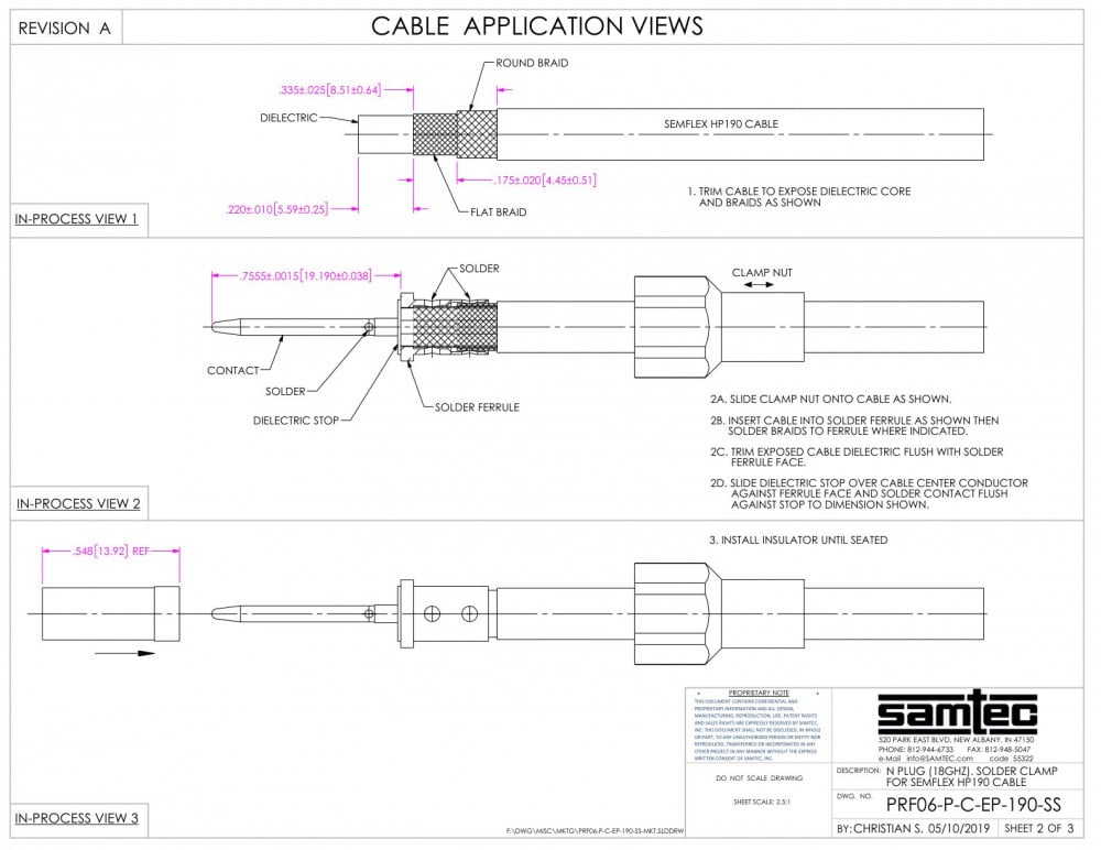 Samtec PRF06-P-C-EP-190-SS cable application views