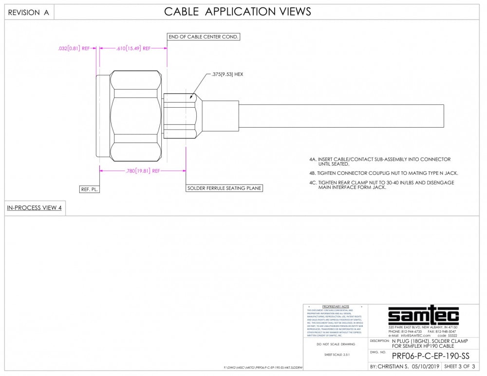 Samtec PRF06-P-C-EP-190-SS mating instruction