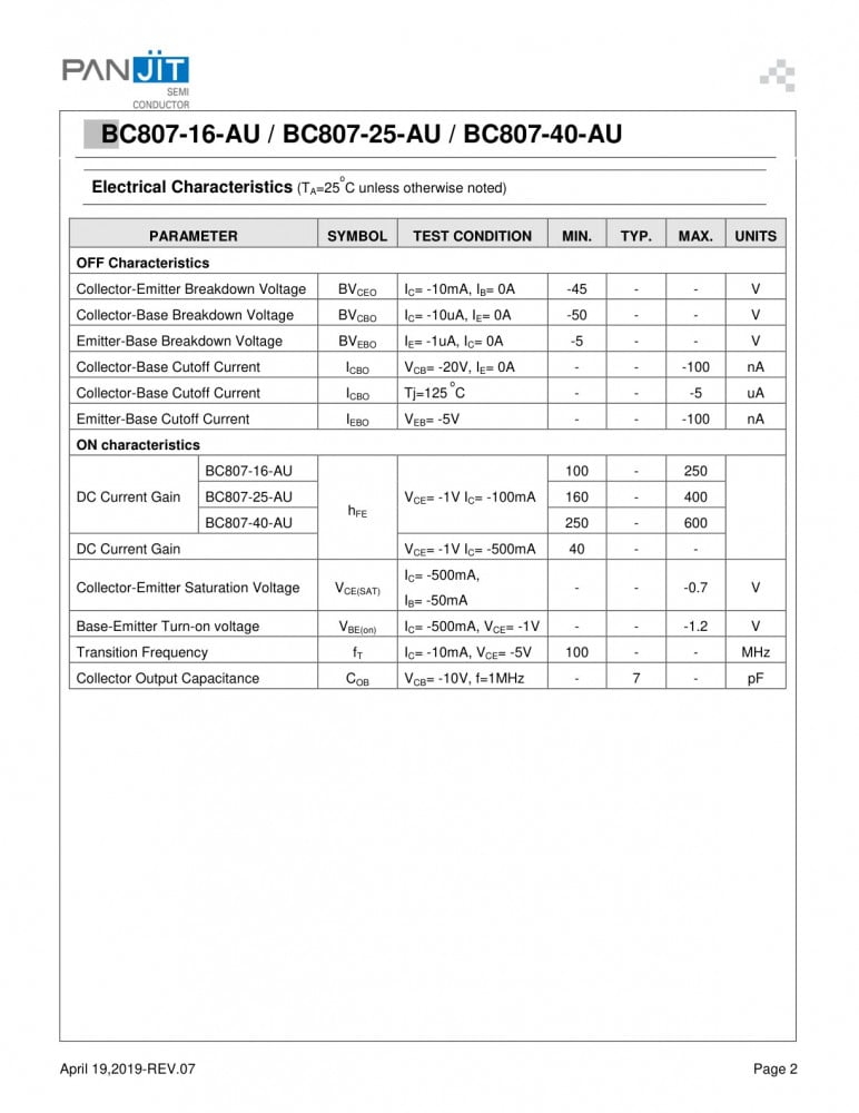 BC807-40-AU datasheet page 2