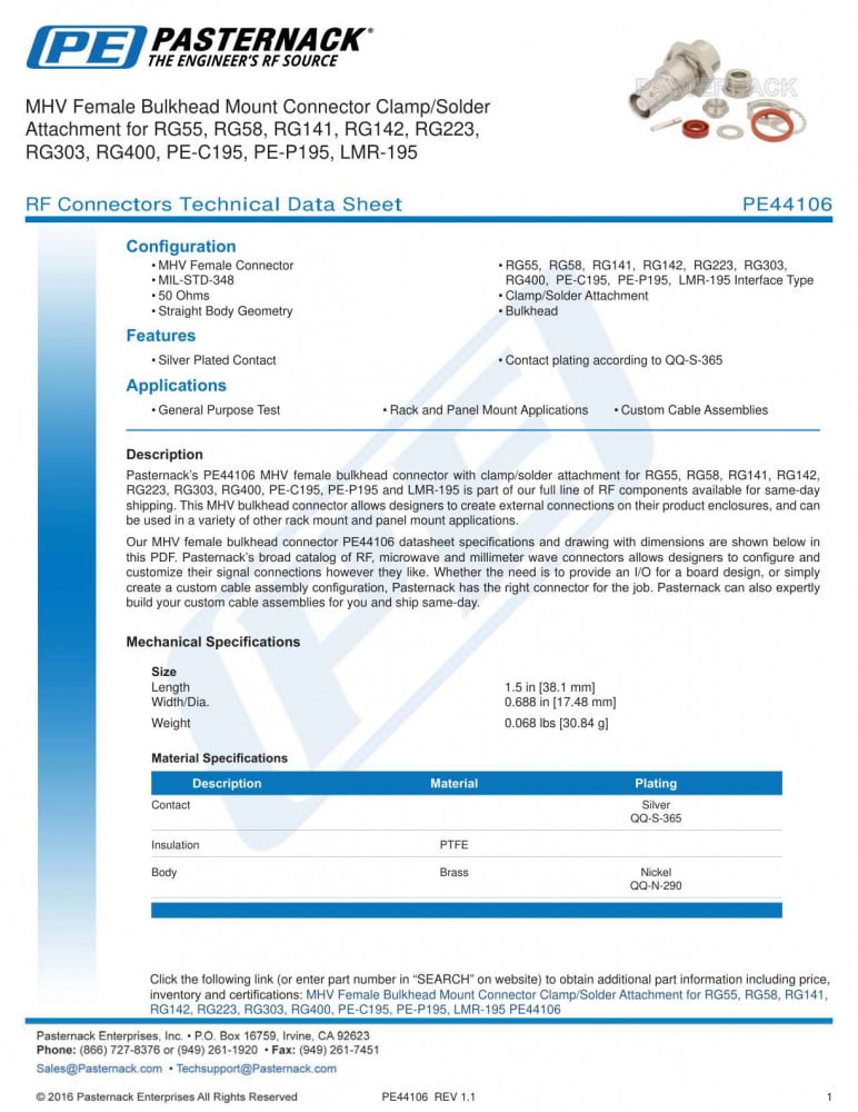 PE44106 technical document page 1
