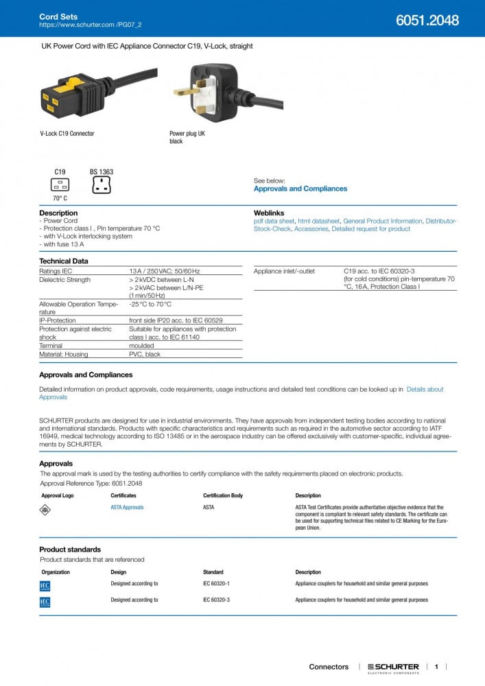 SCHURTER 6051.2048 datasheet page 1