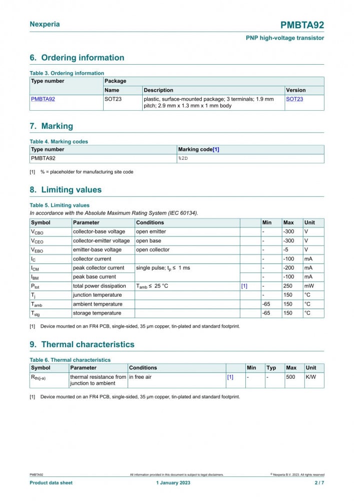 PMBTA92 datasheet page 2