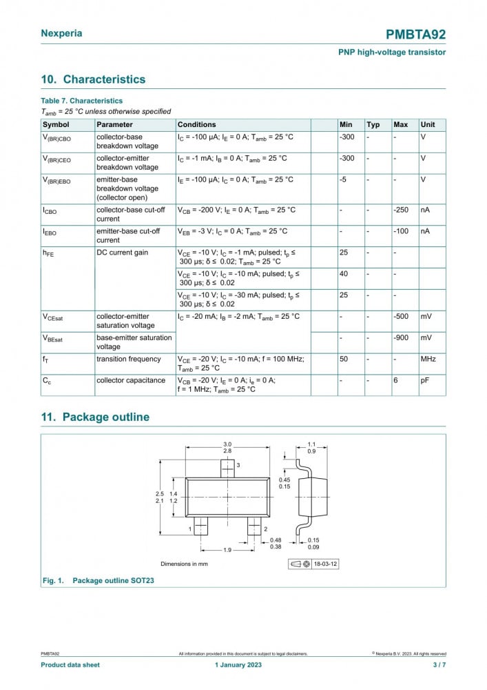 PMBTA92 datasheet page 3