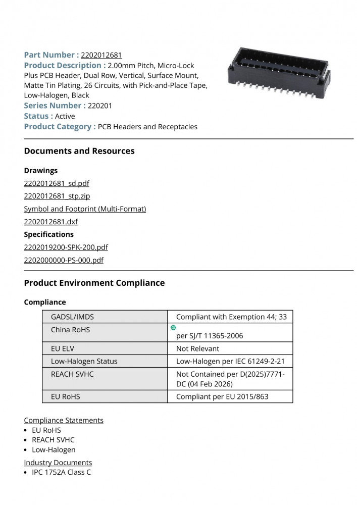 MOLEX 2202012681 technical document image 1