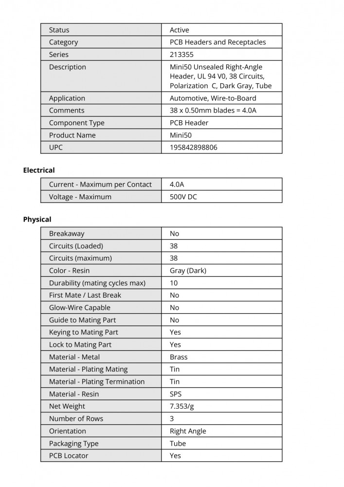 MOLEX 2133557385 technical document preview, page 2