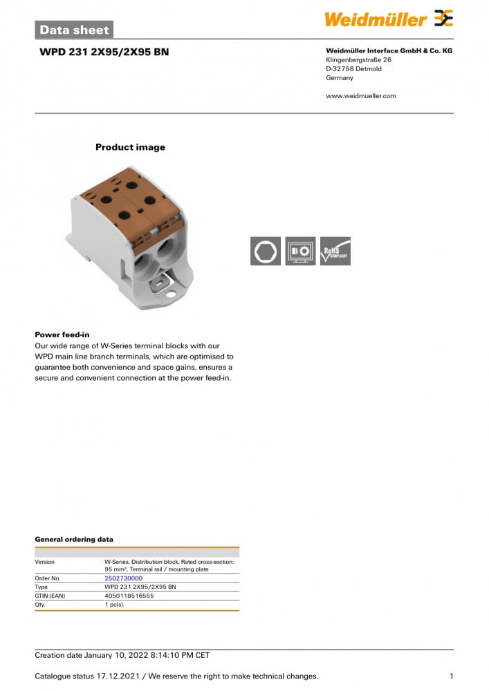 WPD 231 technical document page 1
