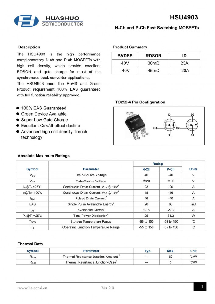 HSU4903 datasheet page 1