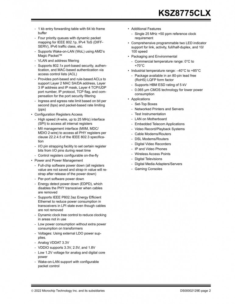 KSZ8775 technical document preview, page 2