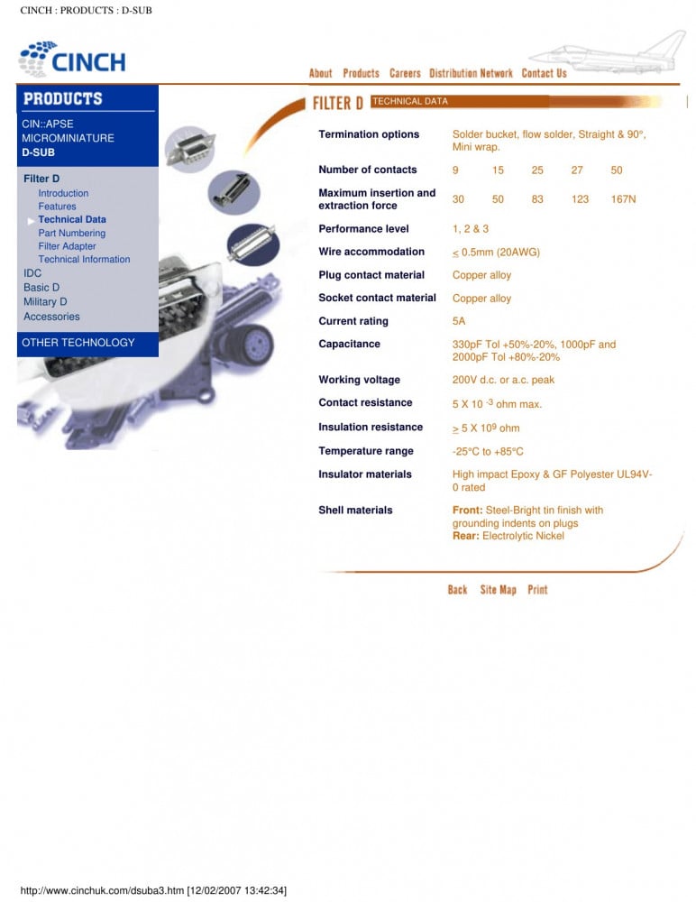 CINCH Filter D technical document page 1