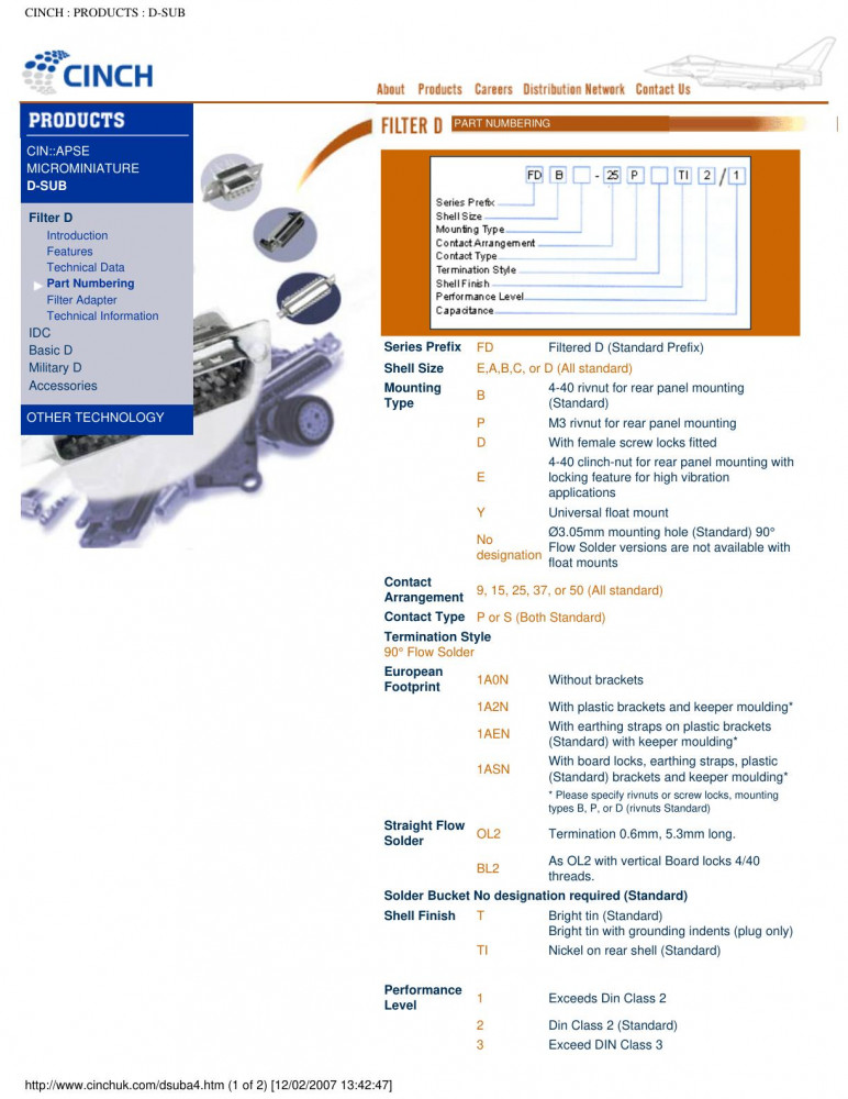 CINCH Filter D technical document page 2