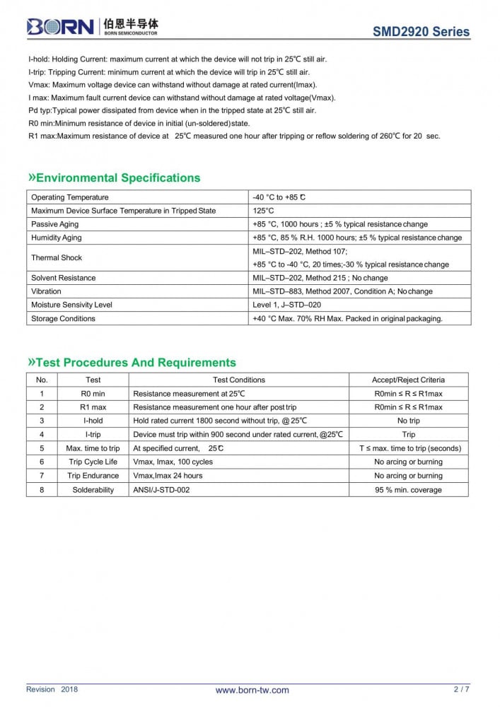 BORN SMD2920 datasheet page 2