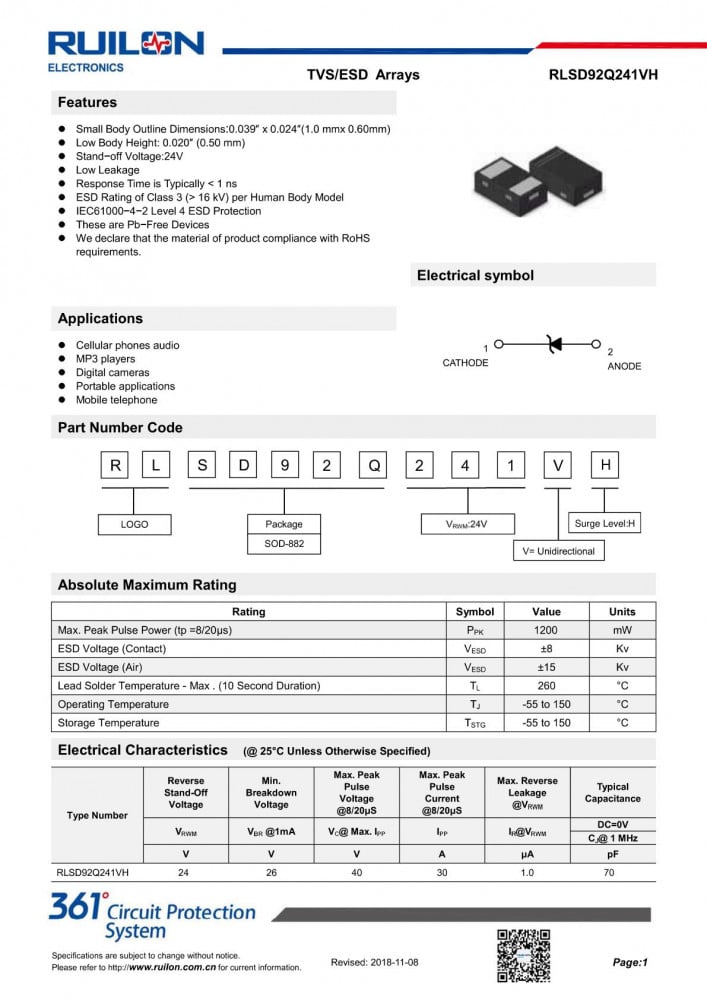 RLSD92Q241VH datasheet page 1