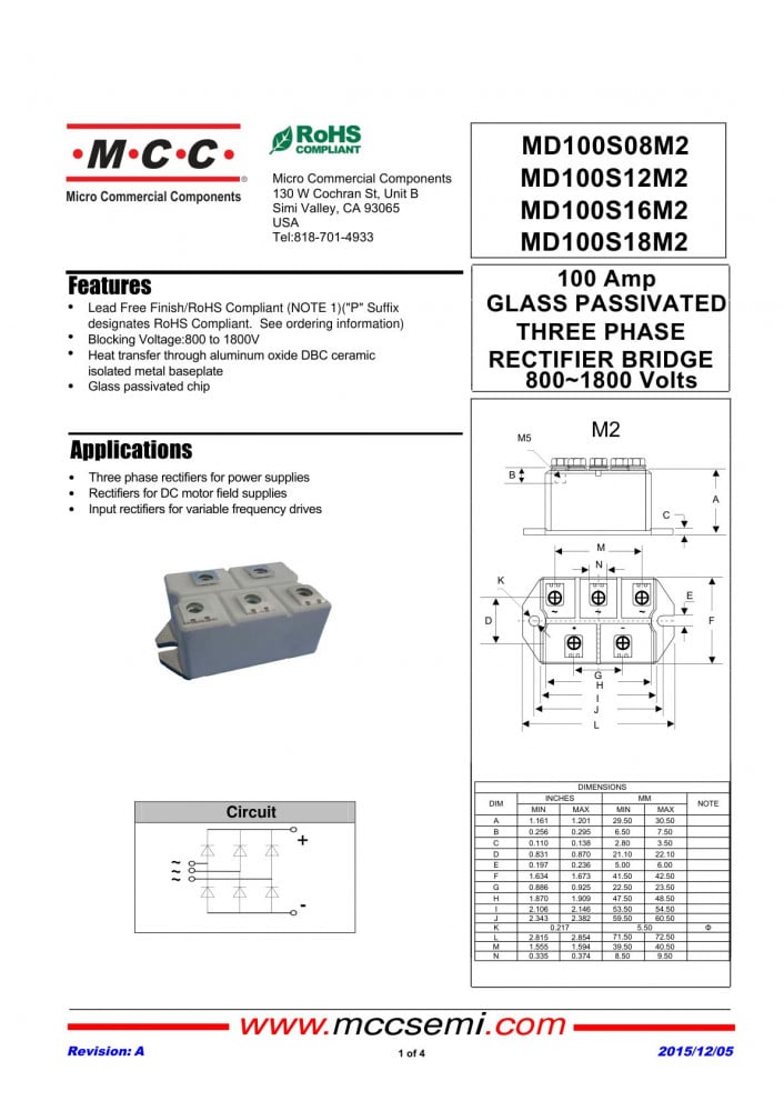 MD100S16M2-BP datasheet page 1