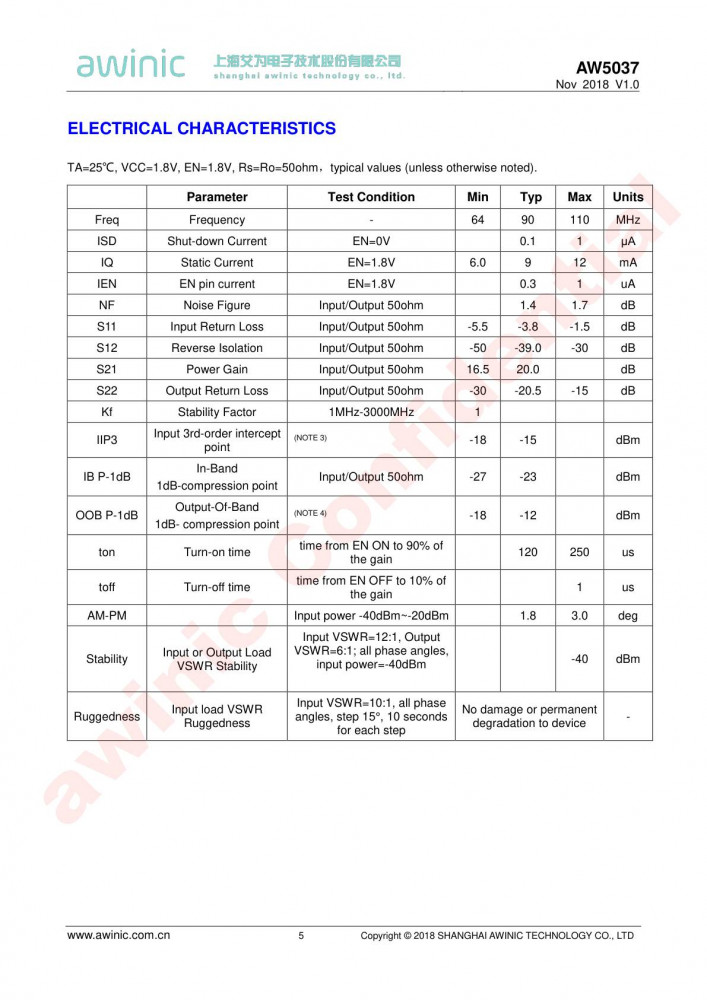AW5037DNR datasheet page 5