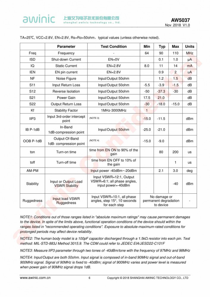 AW5037DNR datasheet page 6