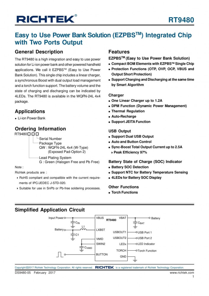 RT9480 datasheet page 1