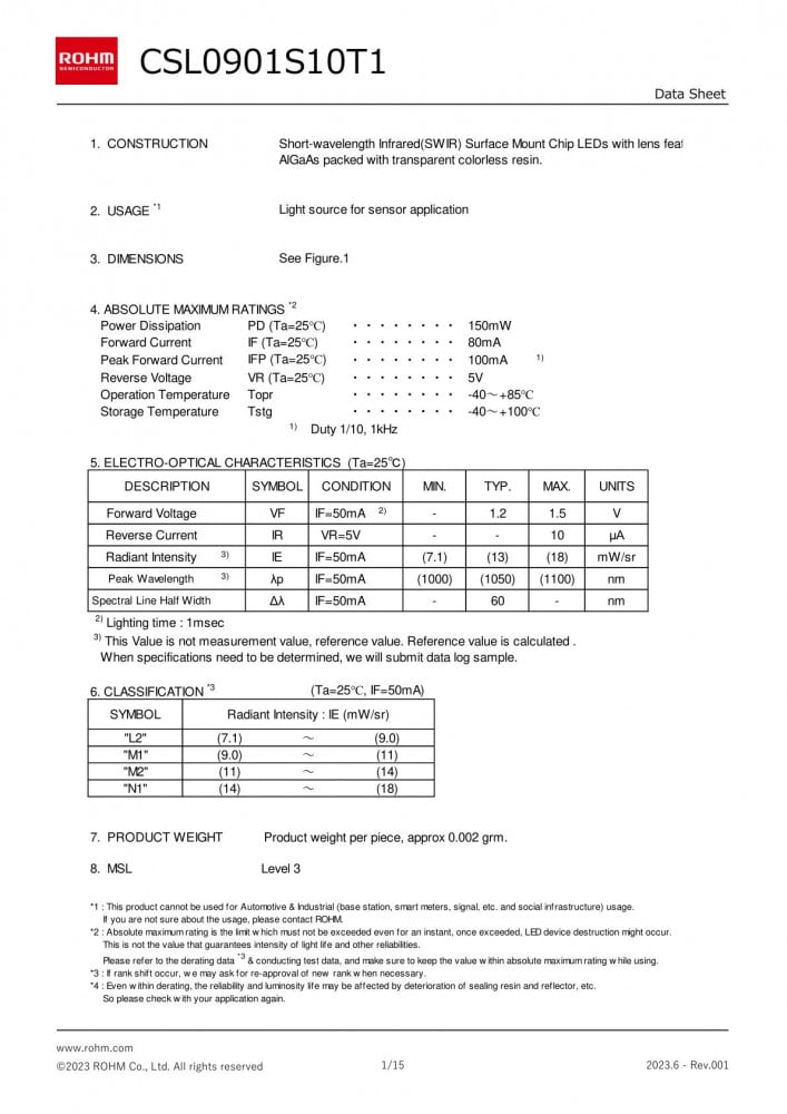 CSL0901S10T1 technical document page 1